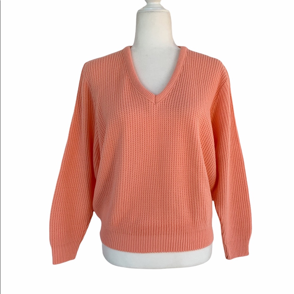 Vintage Kate Collins Peach Acrylic Sweater Top Made I… - Gem